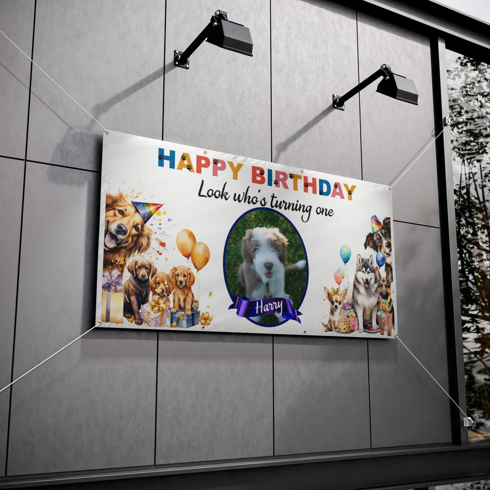 Personalized Puppy Birthday Decor Vinyl Banners Dog Lovers Party Banne ...