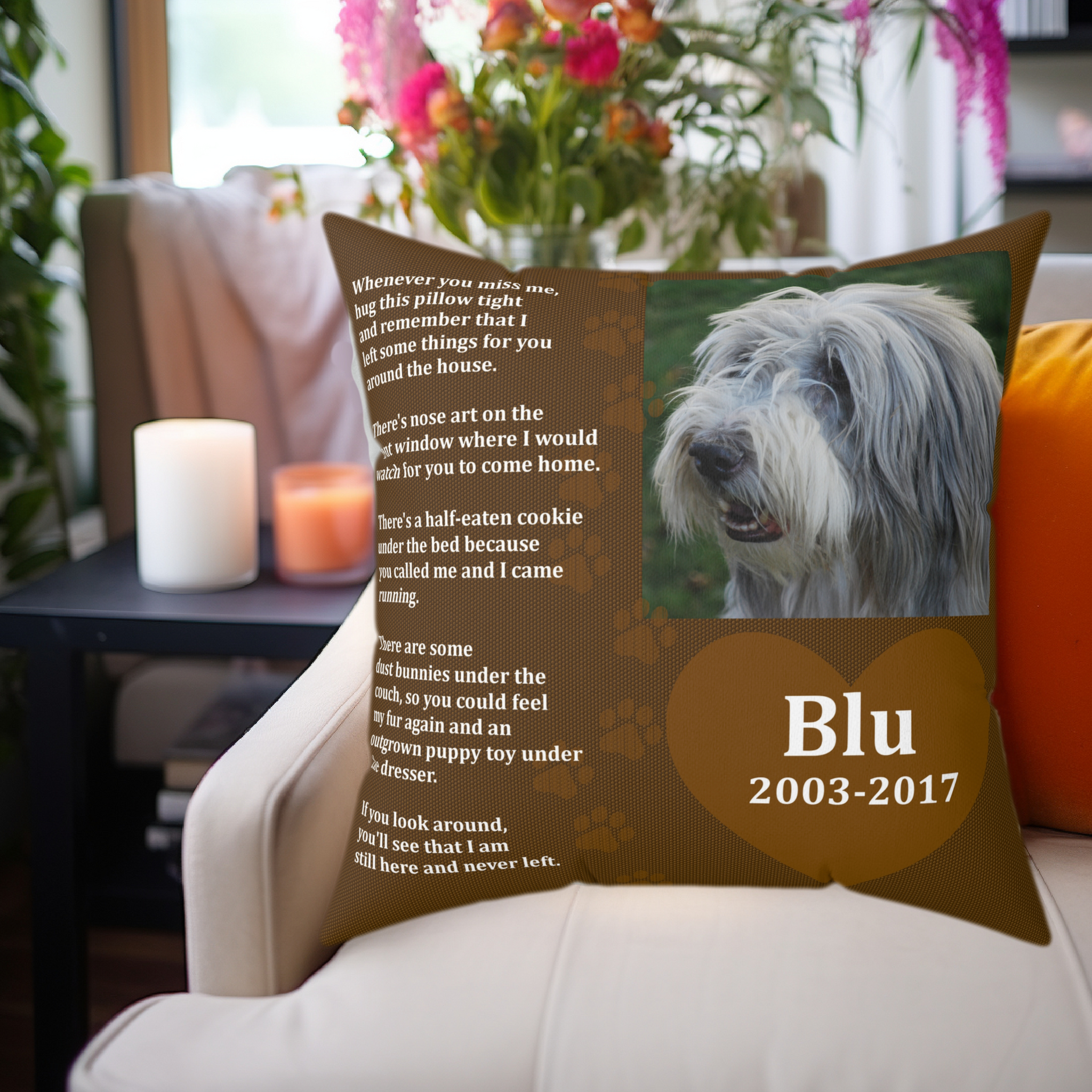 Personalized Dog Lover Memorial Huggable Spun Polyester Square Pillow ...